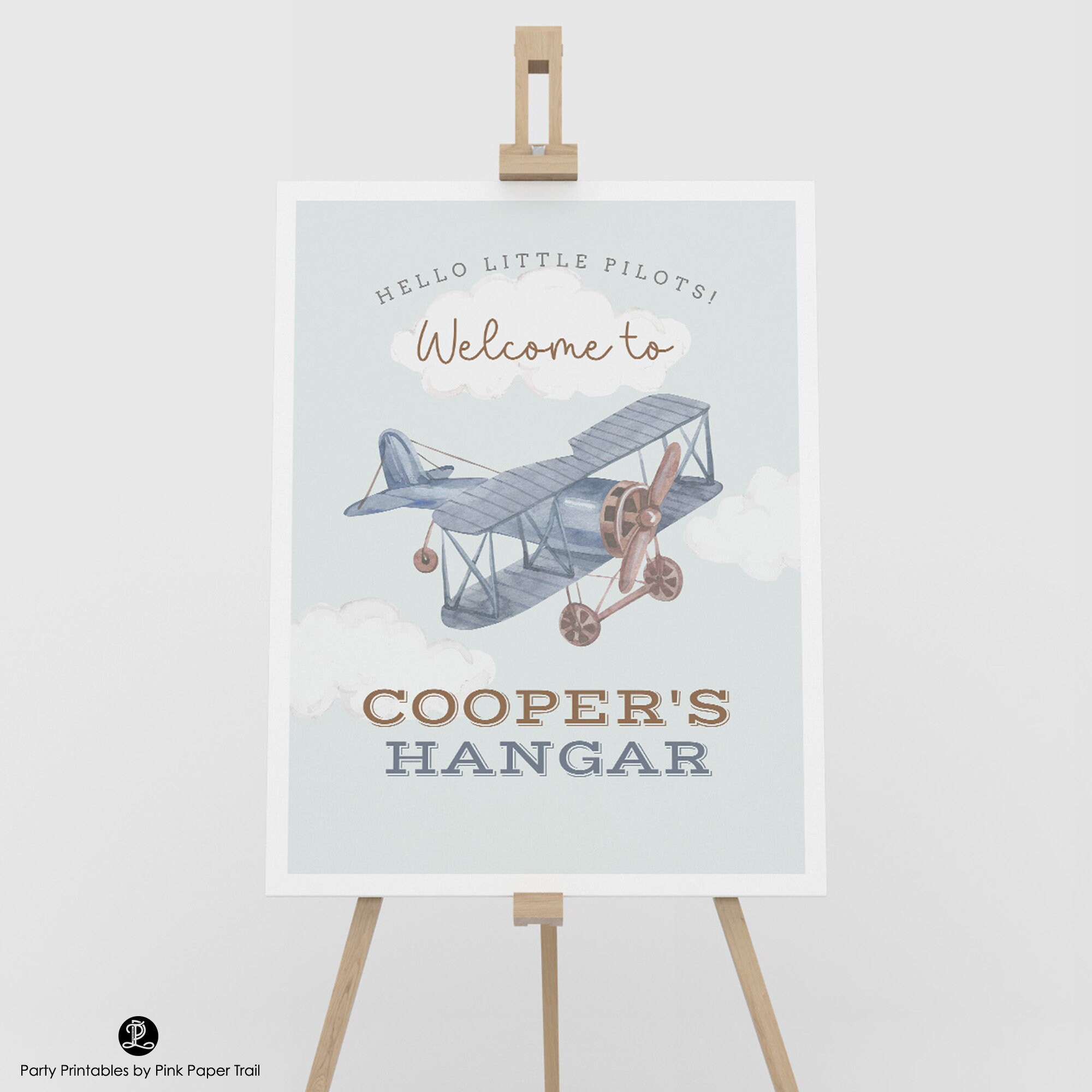Aviation Airplane Theme Party Welcome Sign, Retro Biplane Plane Door ...