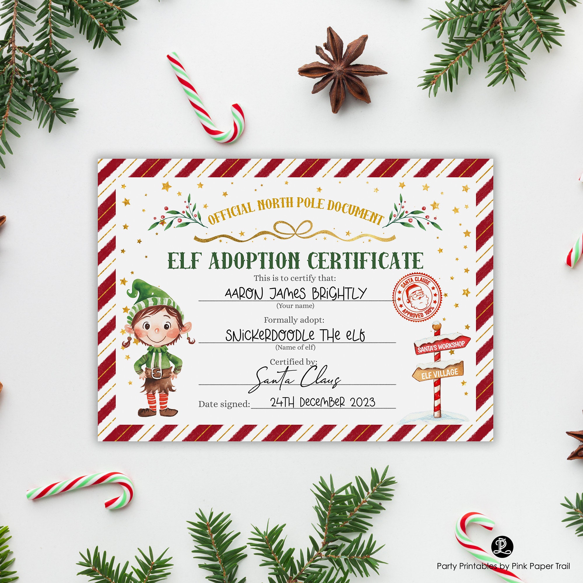 Editable Elf Adoption Certificate for Christmas Template, Adopt an Elf ...