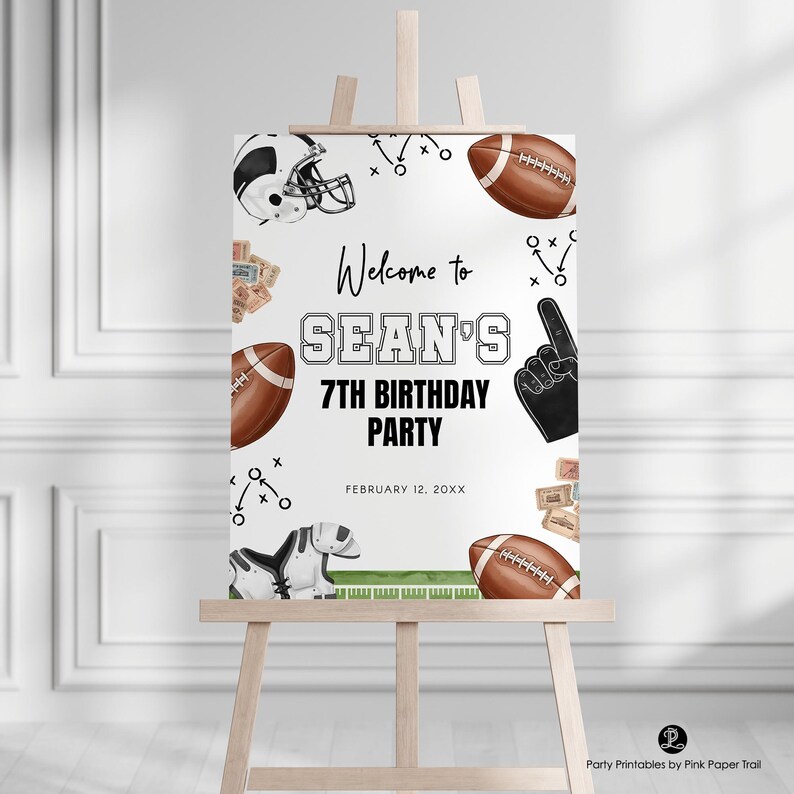 Editable American Football Birthday Welcome Sign, Football Touchdown ...