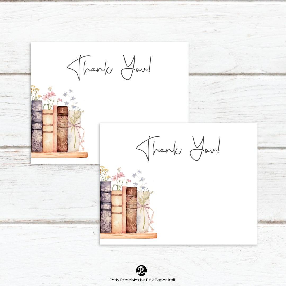 Storybook Theme Thank You Card Template, A New Chapter Book Themed ...