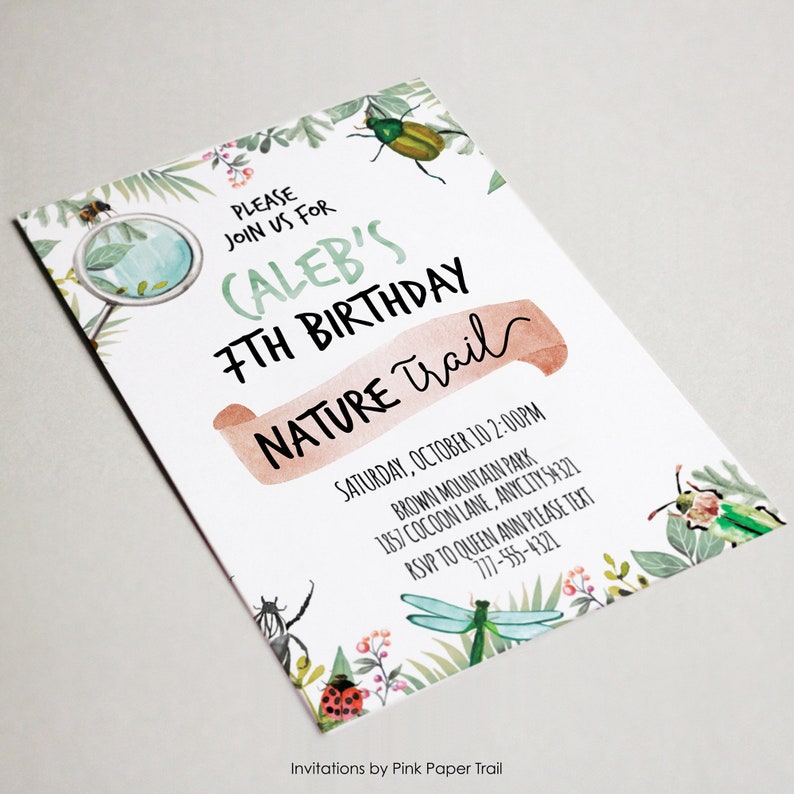 EDITABLE Nature Exploration Birthday Invitation Nature Trail - Etsy