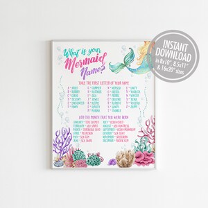Mermaid Name Game Printable Sign, What's Your Mermaid Name Party Sign ...