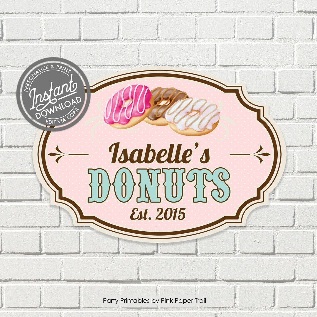 Editable Donut Shop Sign, Donut Party Signage, Donut Stand Sign, Donut ...