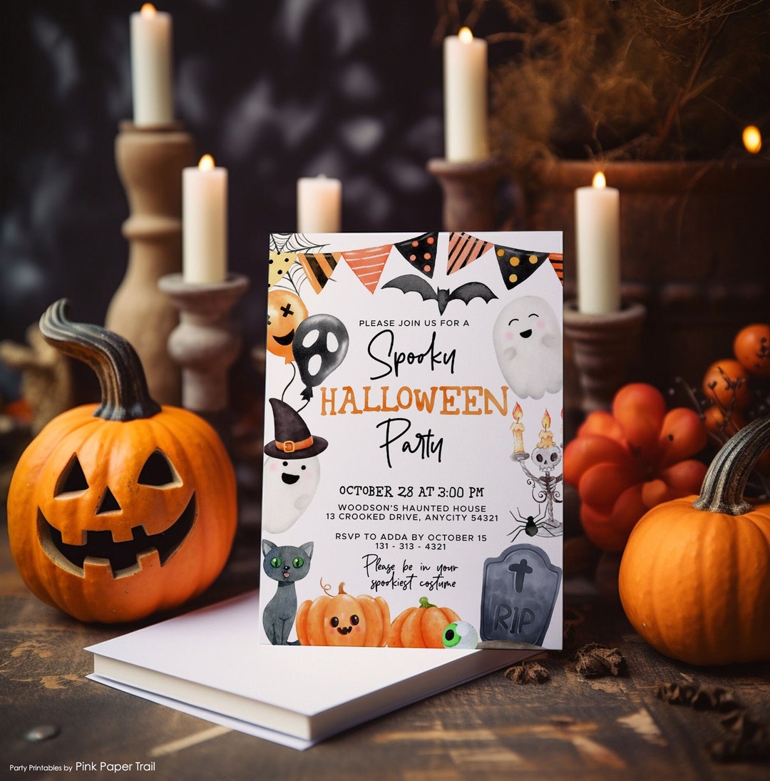 Kids Halloween Costume Party Invitation Template Printable Kids Cute ...