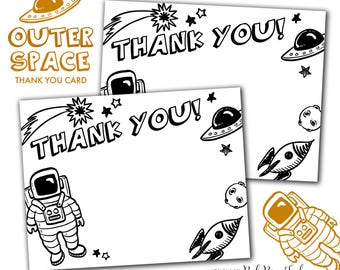 Outer Space Space Ship Astronaut Alien Party Thank You Tags | Etsy