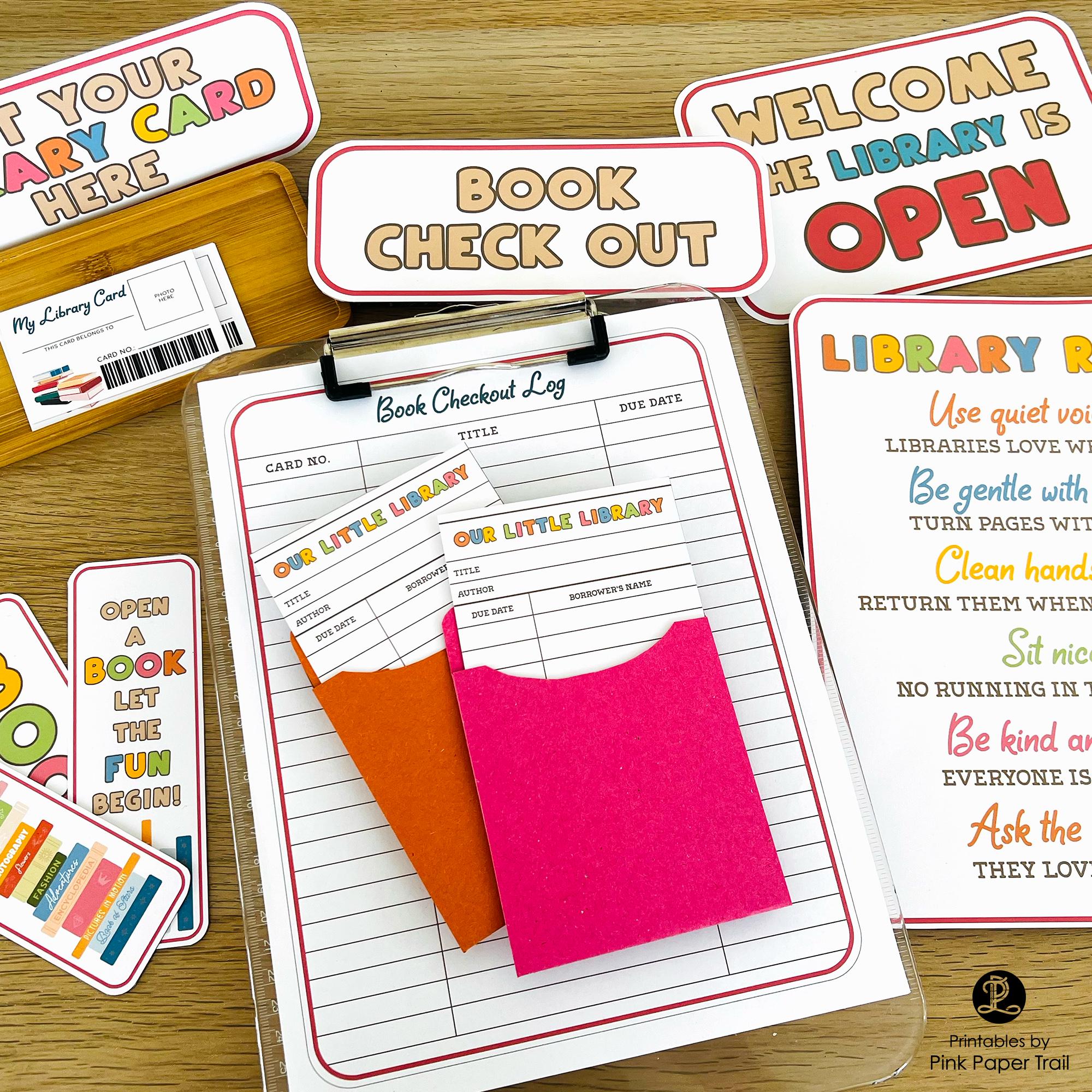 Library Pretend Play Printable Kit for Kids, Library Dramatic Play Set ...