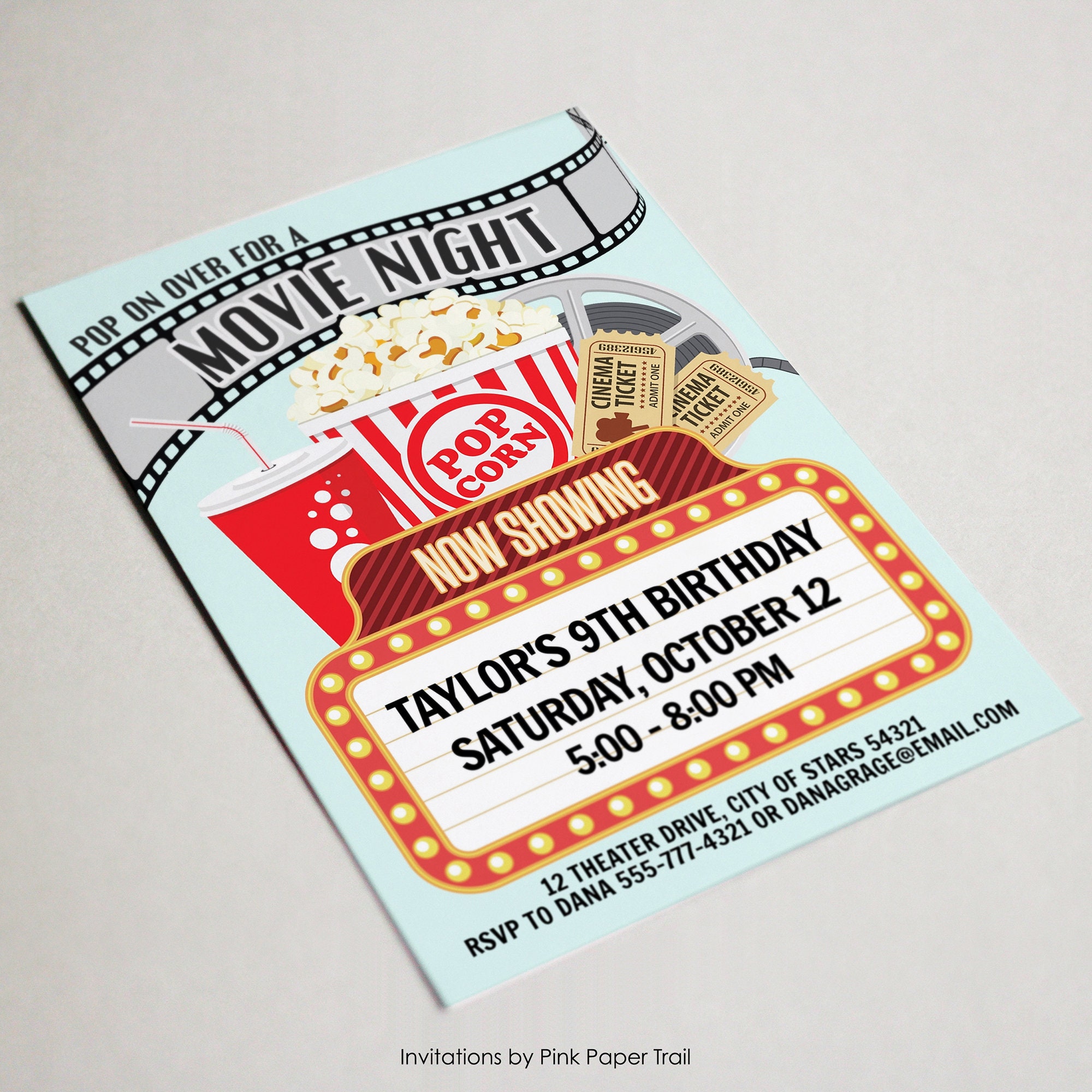 EDITABLE Movie Night Invitation, Backyard Movie Invitation, Outdoor ...