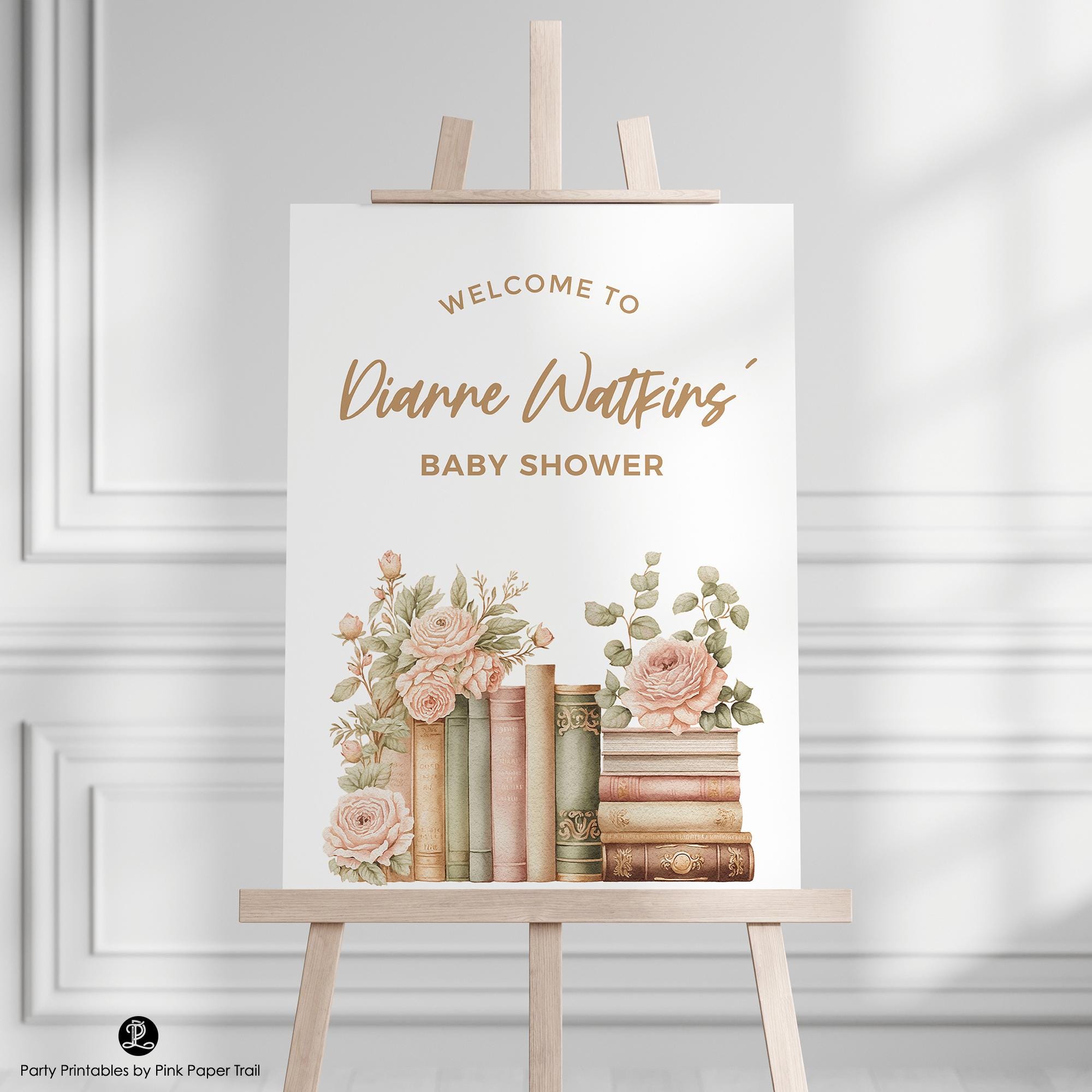 Books Theme Welcome Party Sign 18x24 Poster, Old Vintage Books Party ...