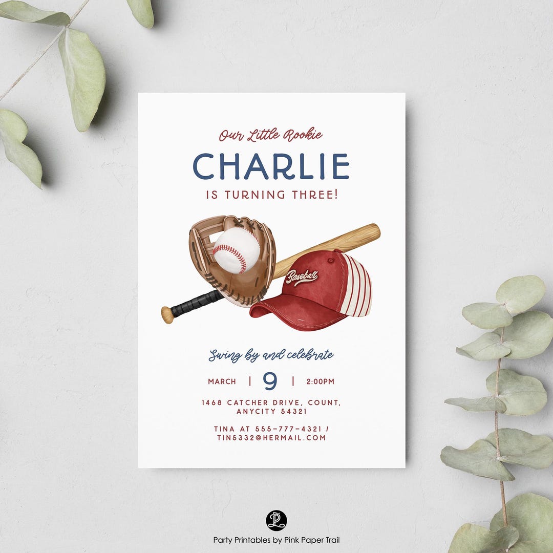 Baseball Birthday Invitation Template Minimalist Modern Baseball Boy ...