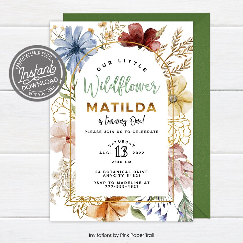 EDITABLE Wildflower Tea Party Birthday Invitation Tea Party - Etsy