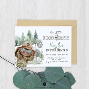 EDITABLE Little Explorer Girl Birthday Party Invitation, Nature ...