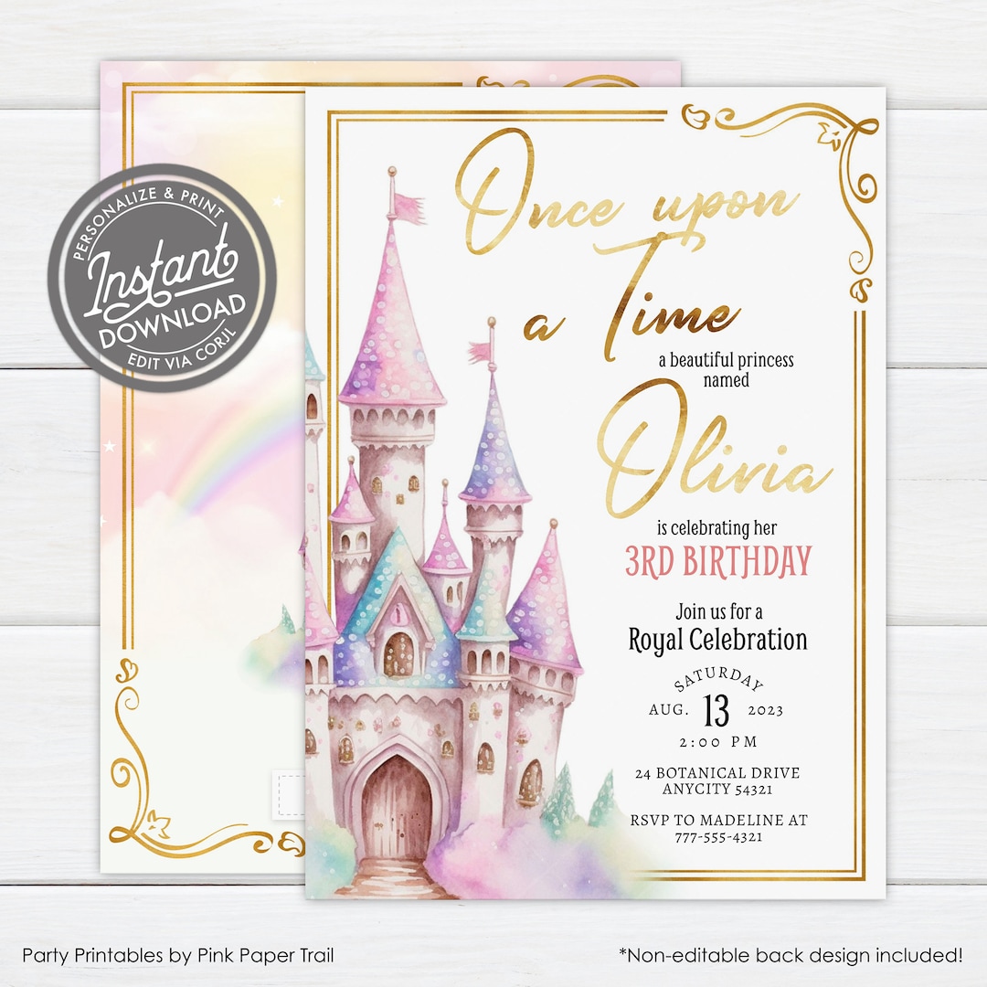 EDITABLE Princess Invitation, Princess Birthday Invitation, Princess ...