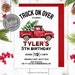 EDITABLE Vintage Red Truck Birthday Invite, Christmas Tree Truck Winter ...