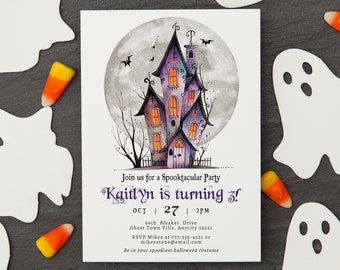 Haunted House Party Invitation - Halloween Party Editable Template - Etsy