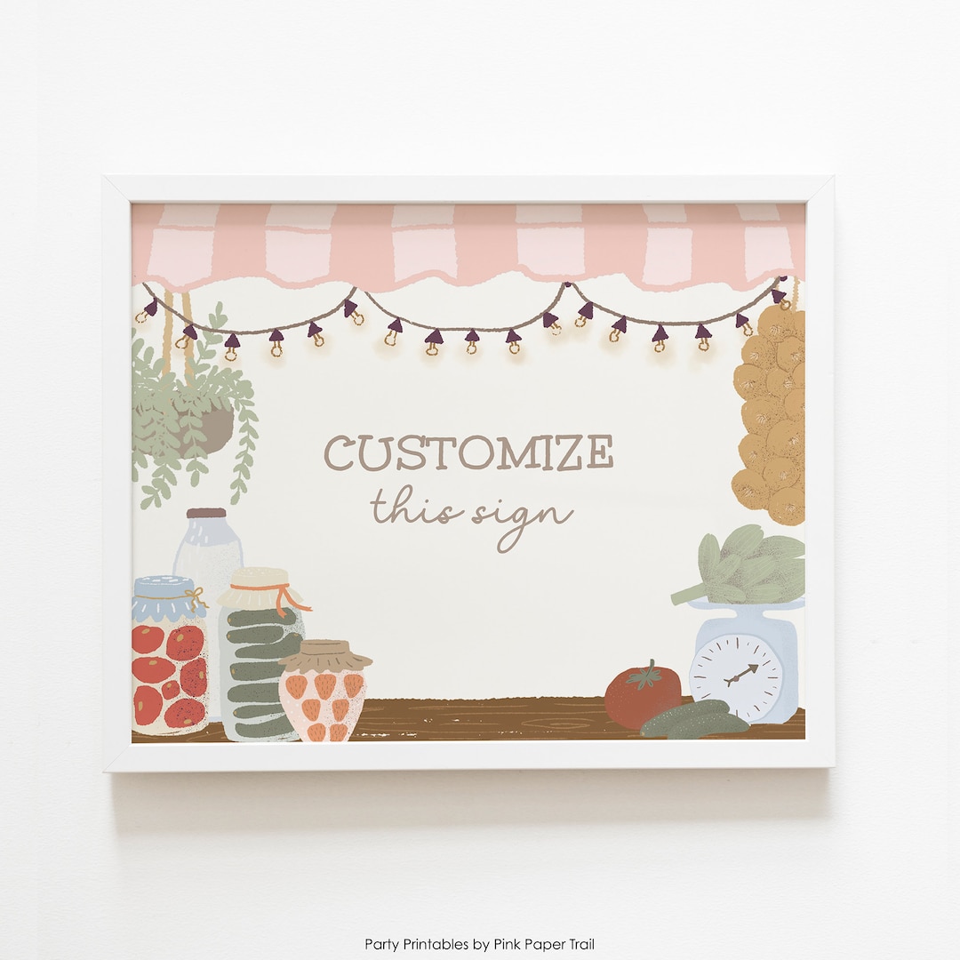 Editable Pink Farmers Market Theme Party Sign Printable, Farmers Market ...