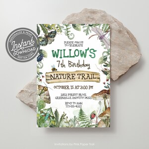 EDITABLE Nature Trail Birthday Invitation or Bugs Birthday Party ...