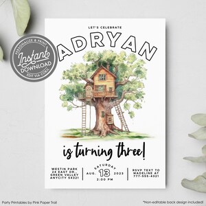 Editable Nature Birthday Invitation Playground Treehouse Nature Park ...