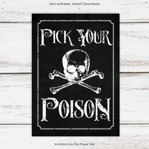 Pick Your Poison Halloween Sign Prop Decor, Halloween Drink Station ...