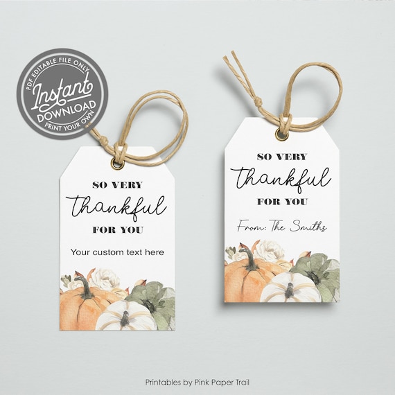 EDITABLE Thanksgiving Pumpkin Printable Tag Autumn Fall | Etsy