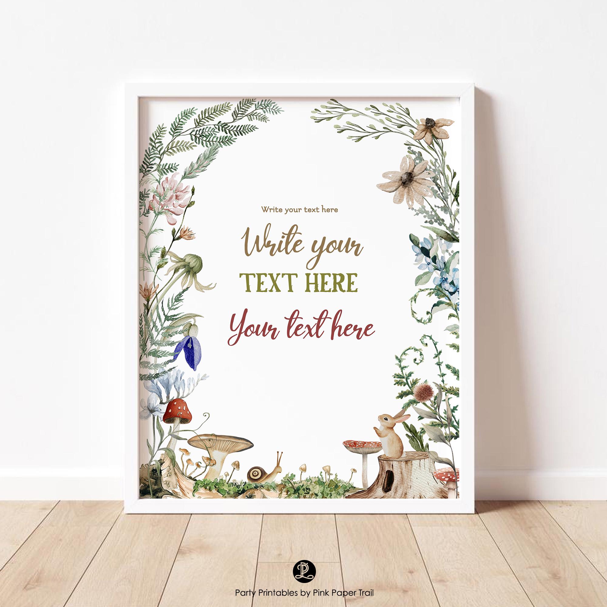 Editable Enchanted Forest Table Sign Woodland Fairy Birthday or Baby ...