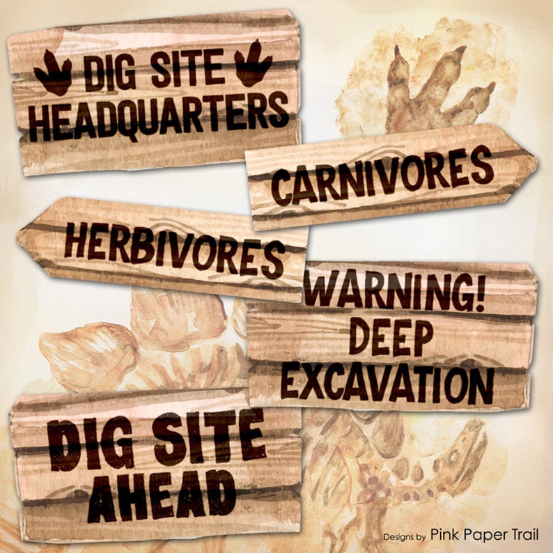 Dinosaur Dig Excavation Party Sign Decor, A3 Size, Instant Download ...