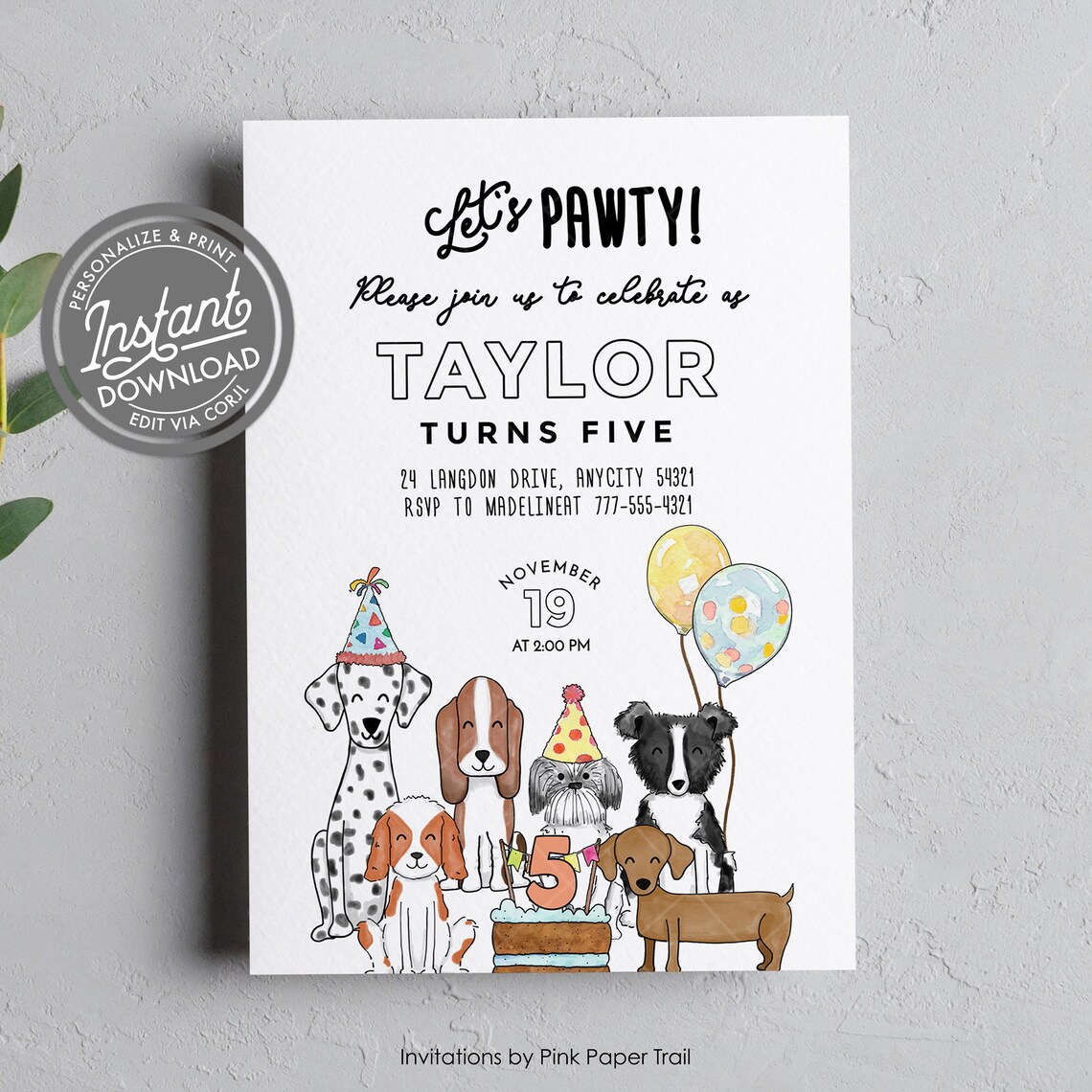 Editable Puppy Party Invitation Dog Invitation Printable Dog - Etsy