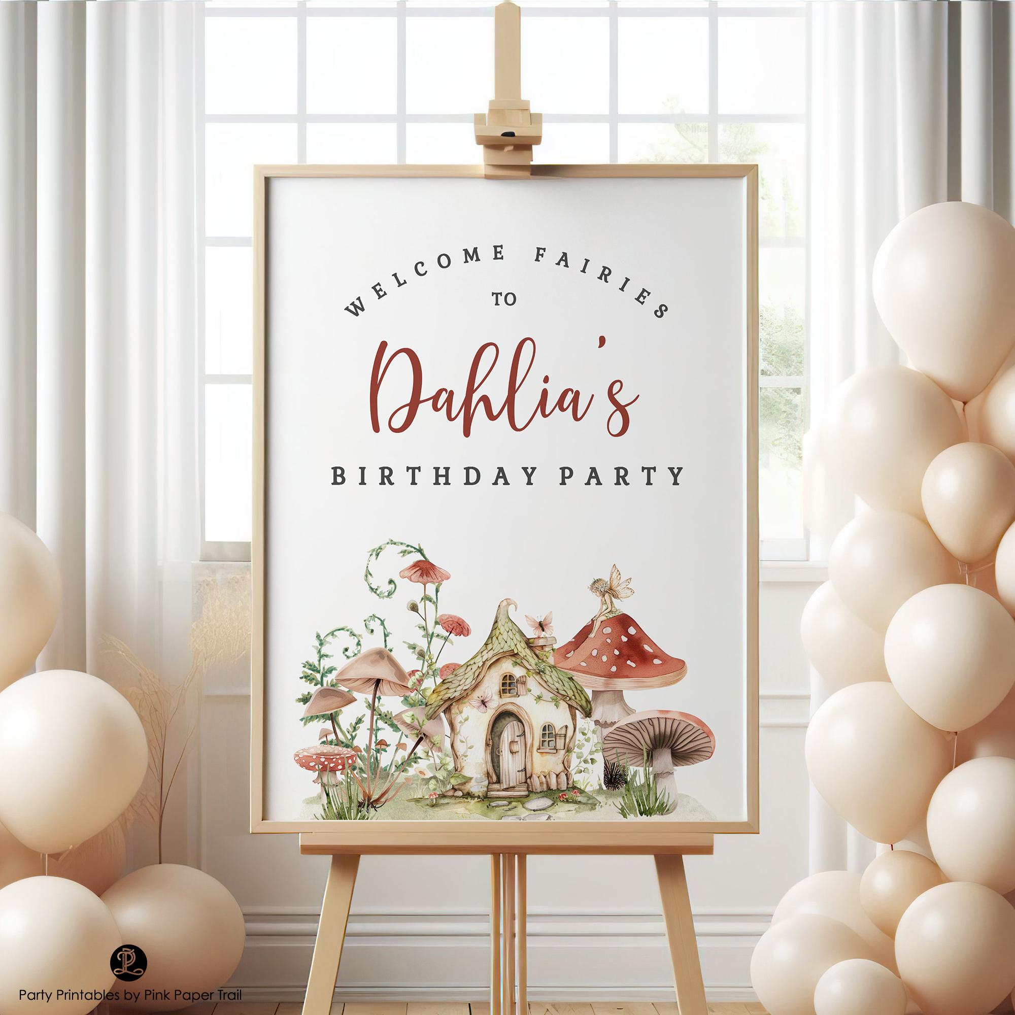 Editable Fairy Forest Birthday Welcome Sign Wildflower Fairy Floral ...