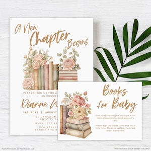 Book Theme Baby Shower Invite A New Chapter Begins Baby Shower ...
