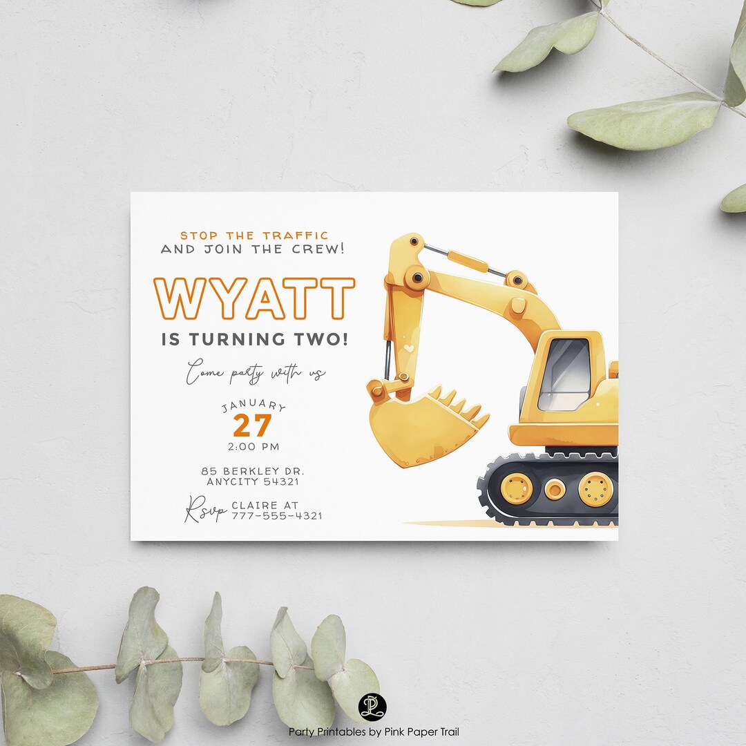 Editable Construction Birthday Party Invitation Template Dump Truck ...