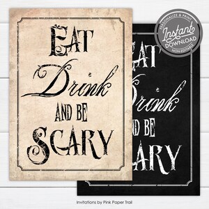 Eat Drink and Be Scary Halloween Sign Prop Decor, Halloween Drink ...
