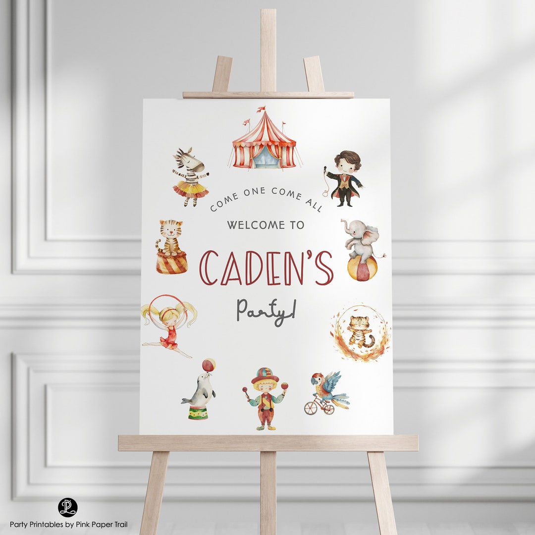 Editable Circus Carnival Birthday Welcome Sign, Circus Welcome Sign ...