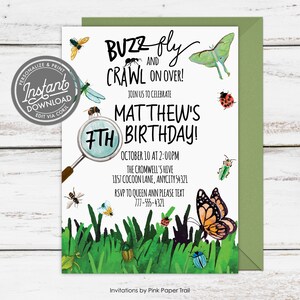 EDITABLE Nature Exploration Invitation, Outdoor Bugs Insects Hunt ...