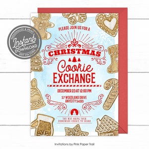 Editable Christmas Cookie Exchange Invitation Template Cookie Party ...
