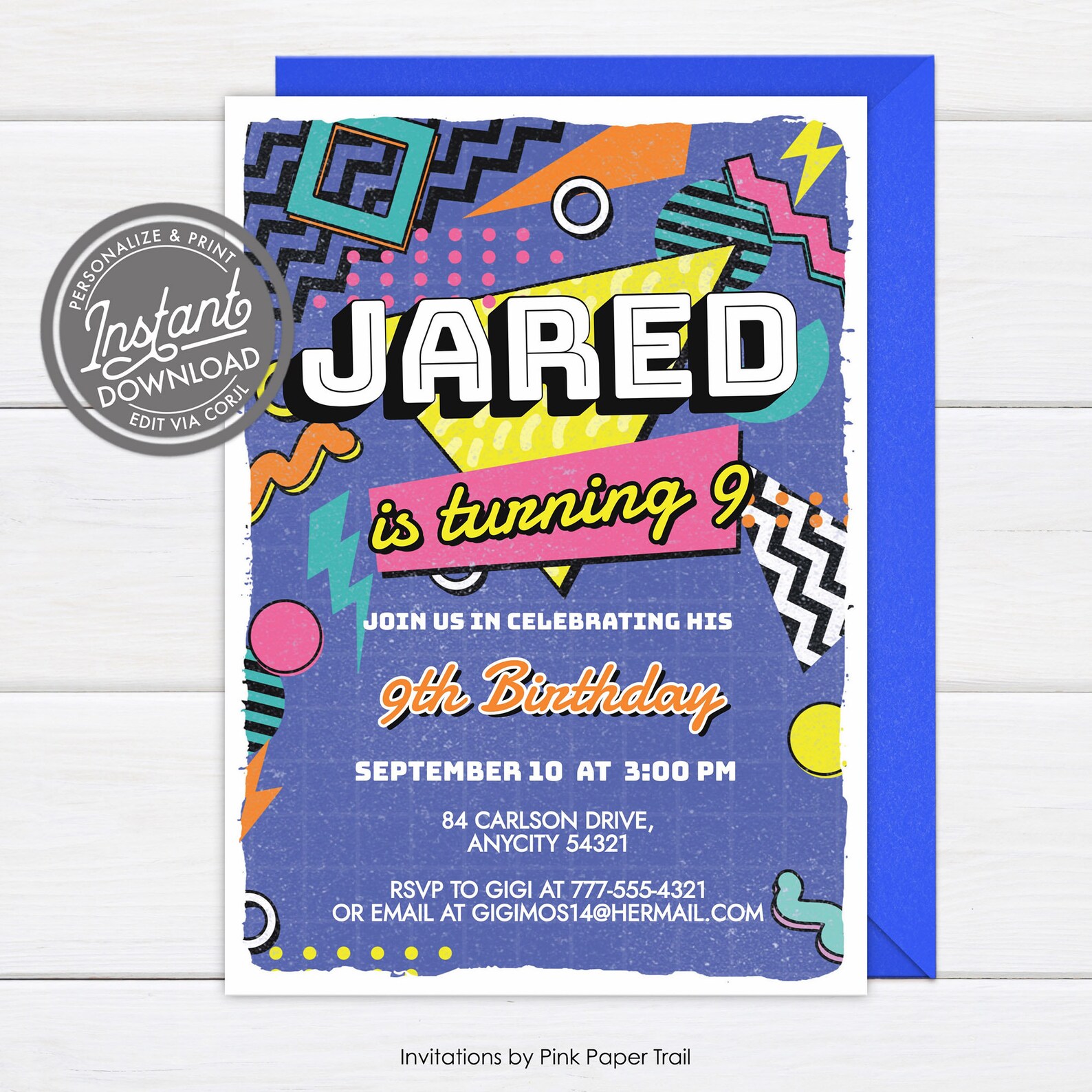 EDITABLE 90s Birthday Party Invitation Retro 1990s Back to | Etsy
