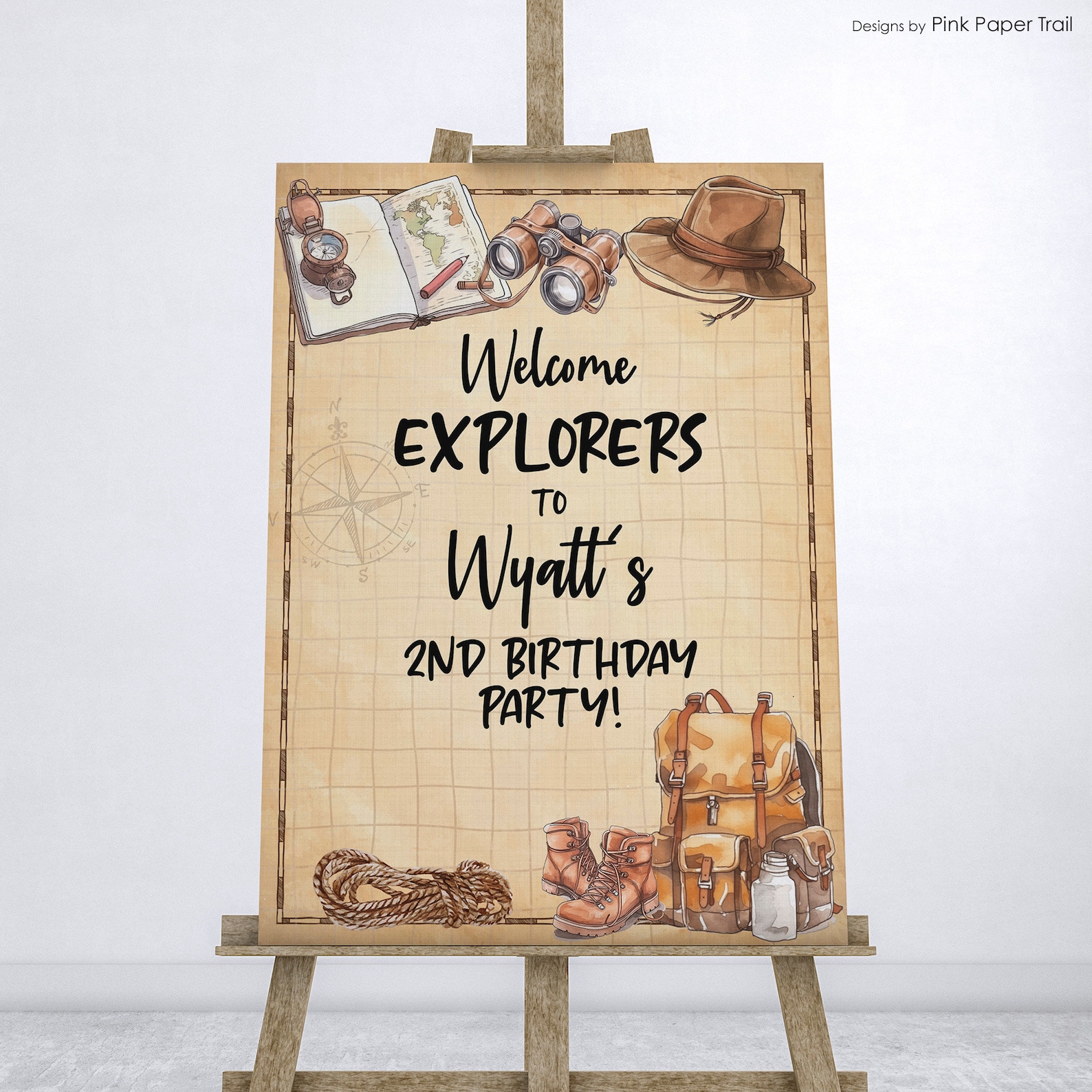 EDITABLE Adventure Explorer Welcome Party Sign 18x24 Inches, Welcome ...