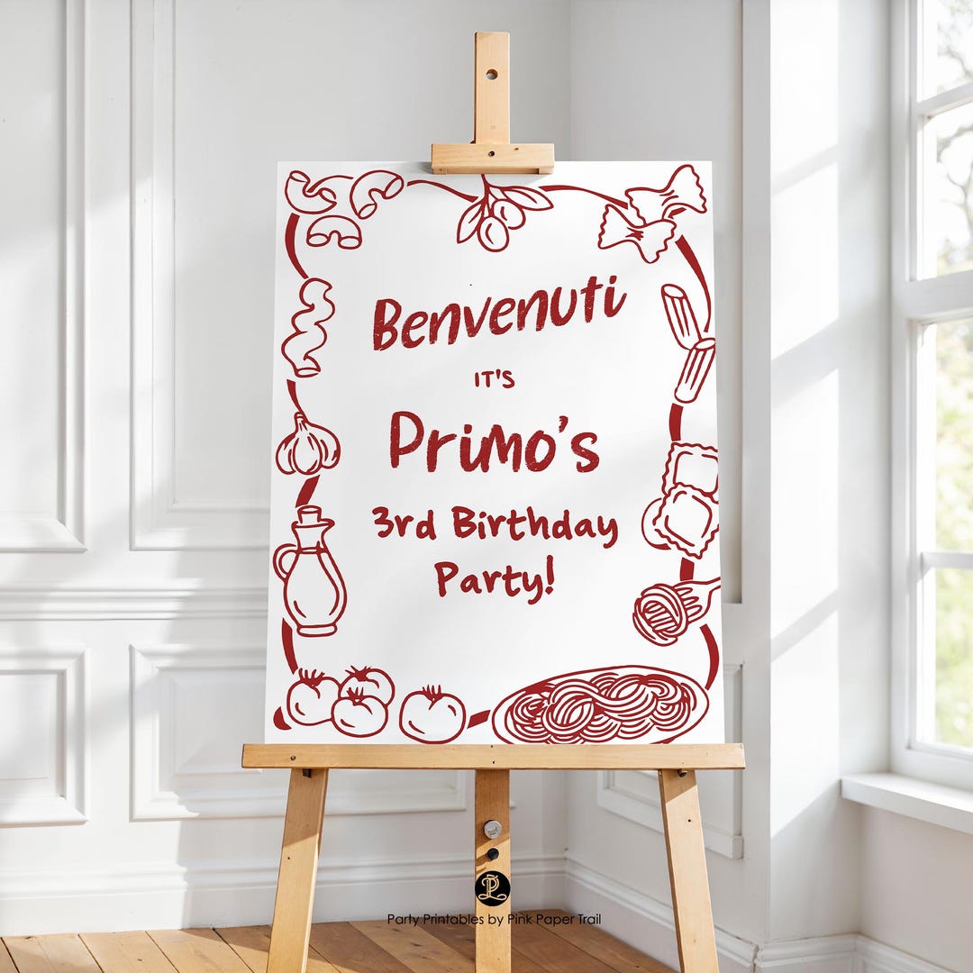 Editable Pasta Party Welcome Sign 18x24 Italian Birthday Sign, Hand ...