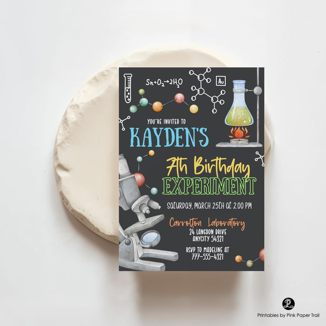 Editable Mad Science Birthday Invitation, Scientist Experiment Party ...