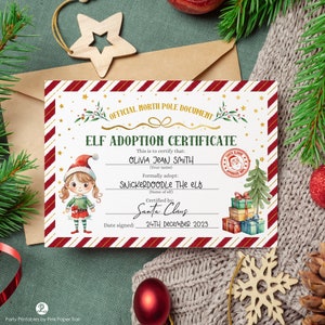 Christmas Elf Adoption Certificate Editable Template, Adopt an Elf for ...