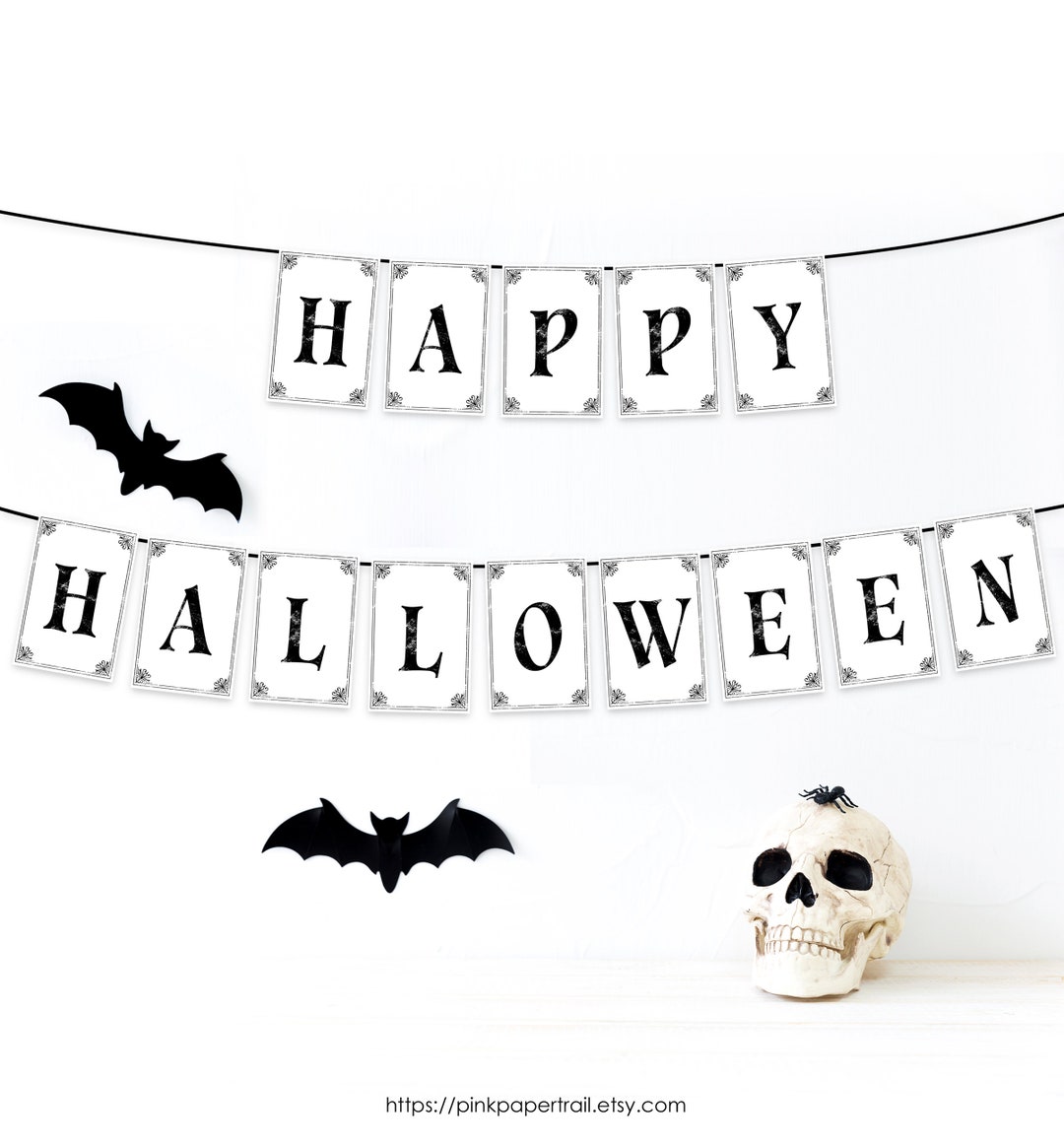 Happy Halloween Printable Banner, Simple Elegant Happy Halloween Banner ...