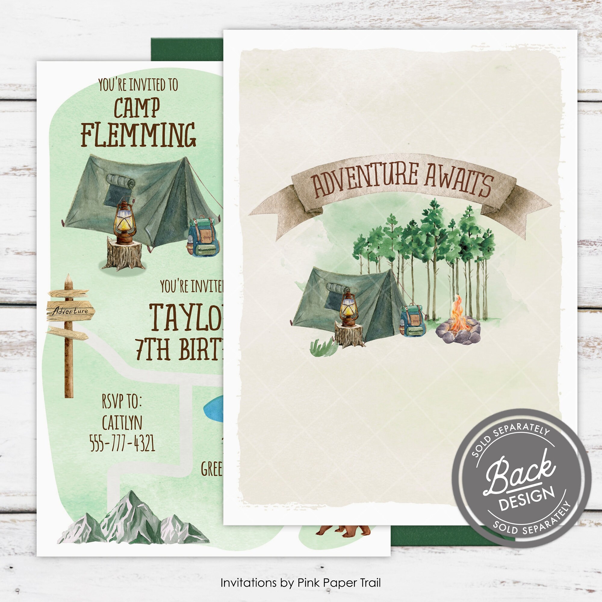 Paper & Party Supplies Invitations Adventure Awaits Camping Wanderlust ...