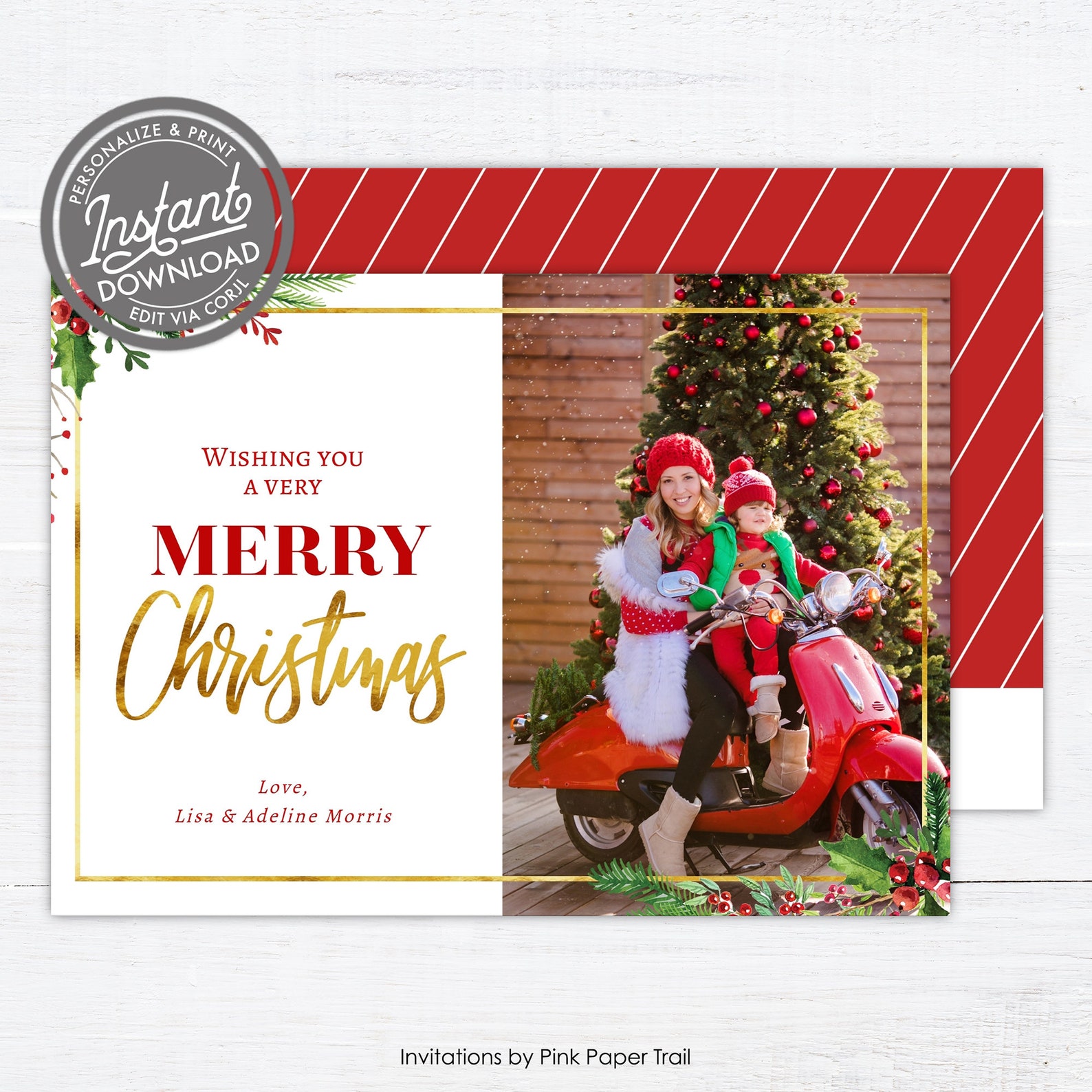 EDITABLE Christmas Photo Card Template Printable Christmas - Etsy