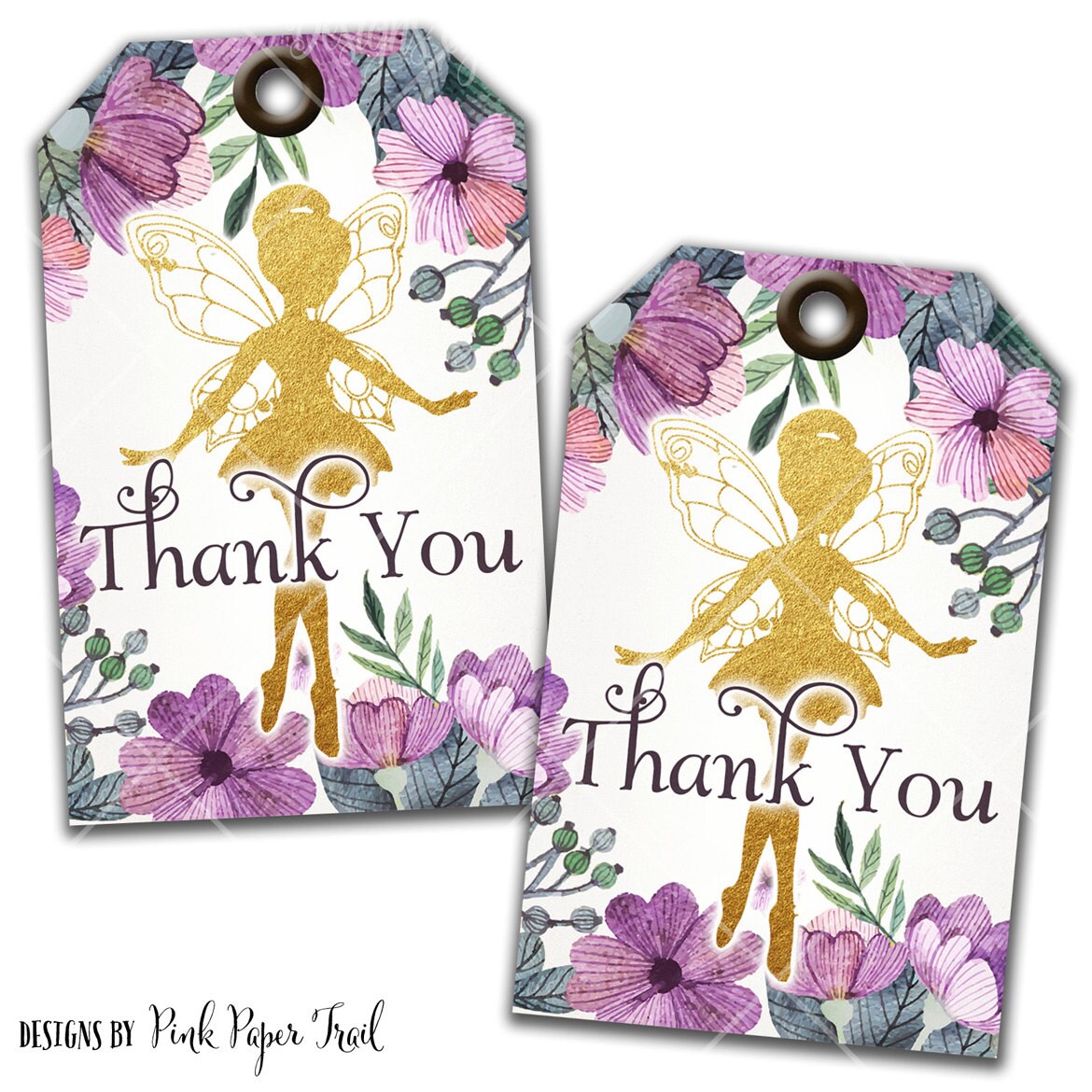 Flower Fairy Thank You Tags Favor Tags Gift Tags Instant - Etsy