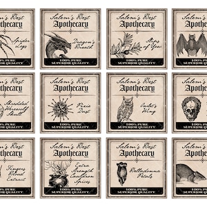 Halloween Potion Label Digital Download, 24 Different Vintage Style ...