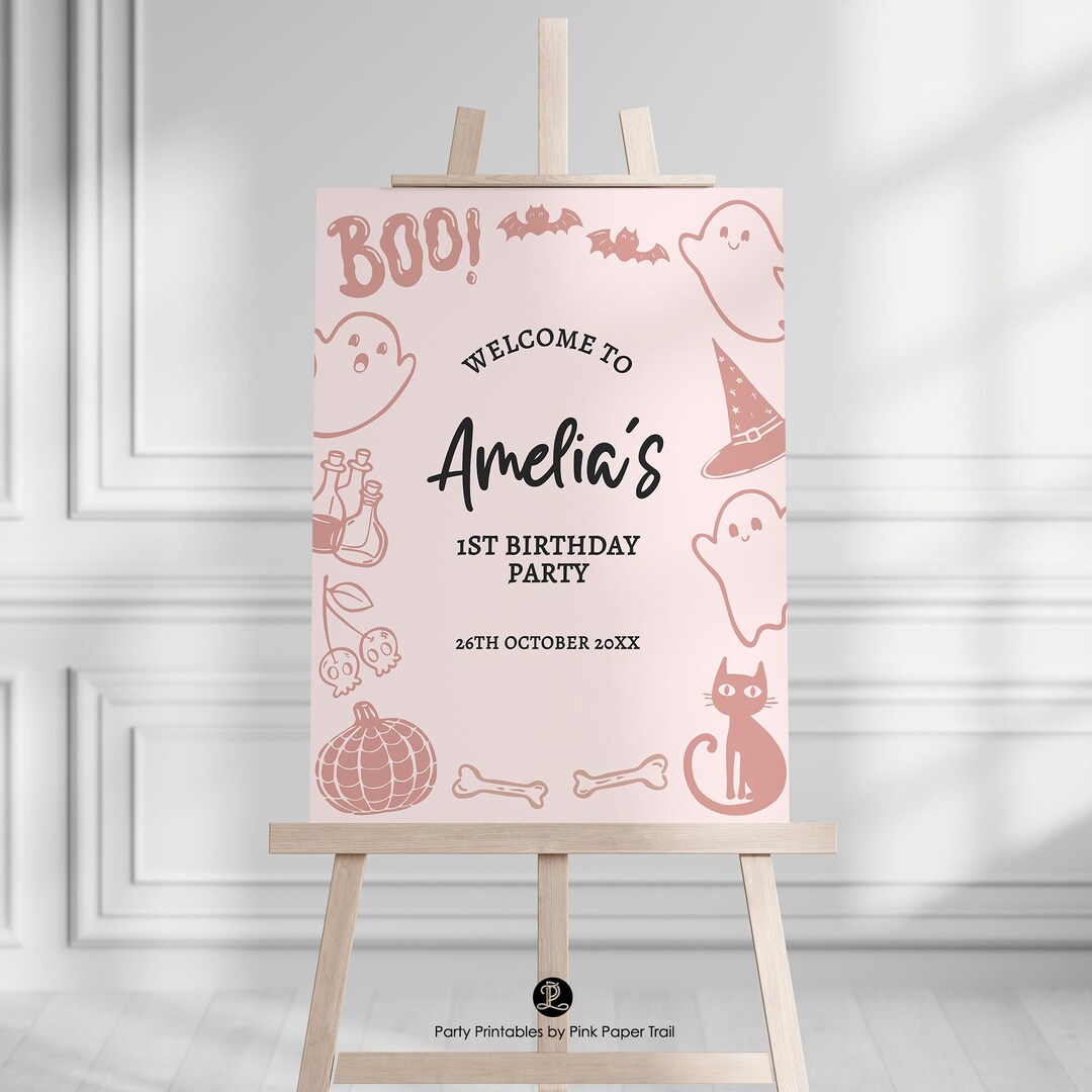 Spooky Welcome Sign Printable, Halloween Birthday Party Sign, Ghost ...