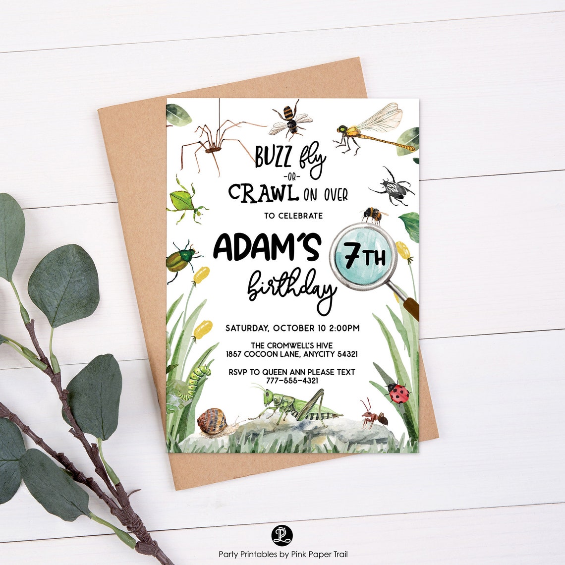 EDITABLE Bugs Insects Birthday Invitation or Nature Themed Birthday ...
