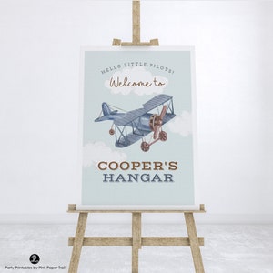 Aviation Airplane Theme Party Welcome Sign, Retro Biplane Plane Door ...