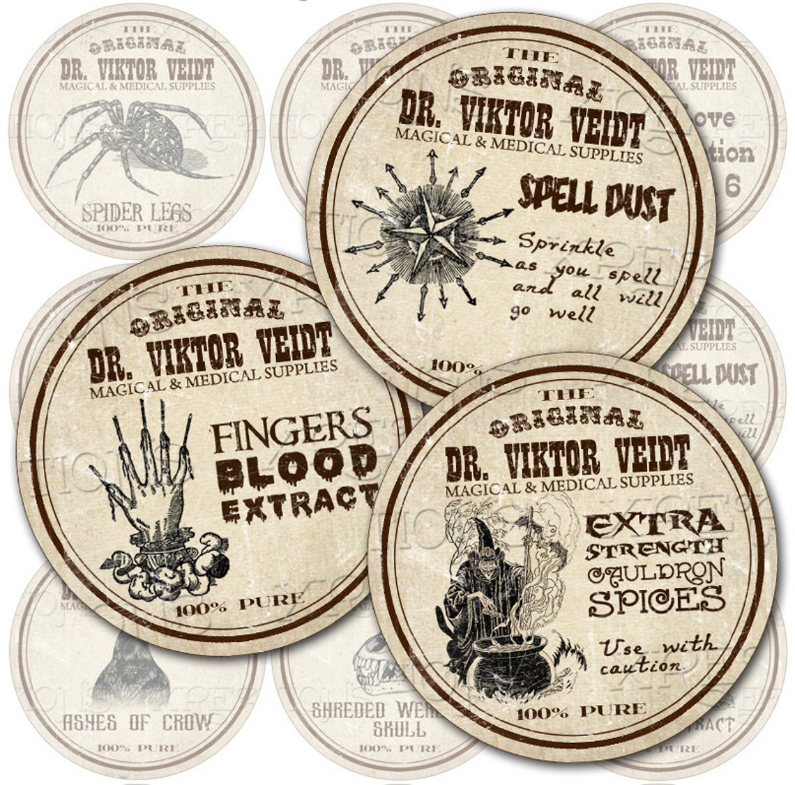 Antique Potion Labels Apothecary in 1 Inch Circles Digital - Etsy