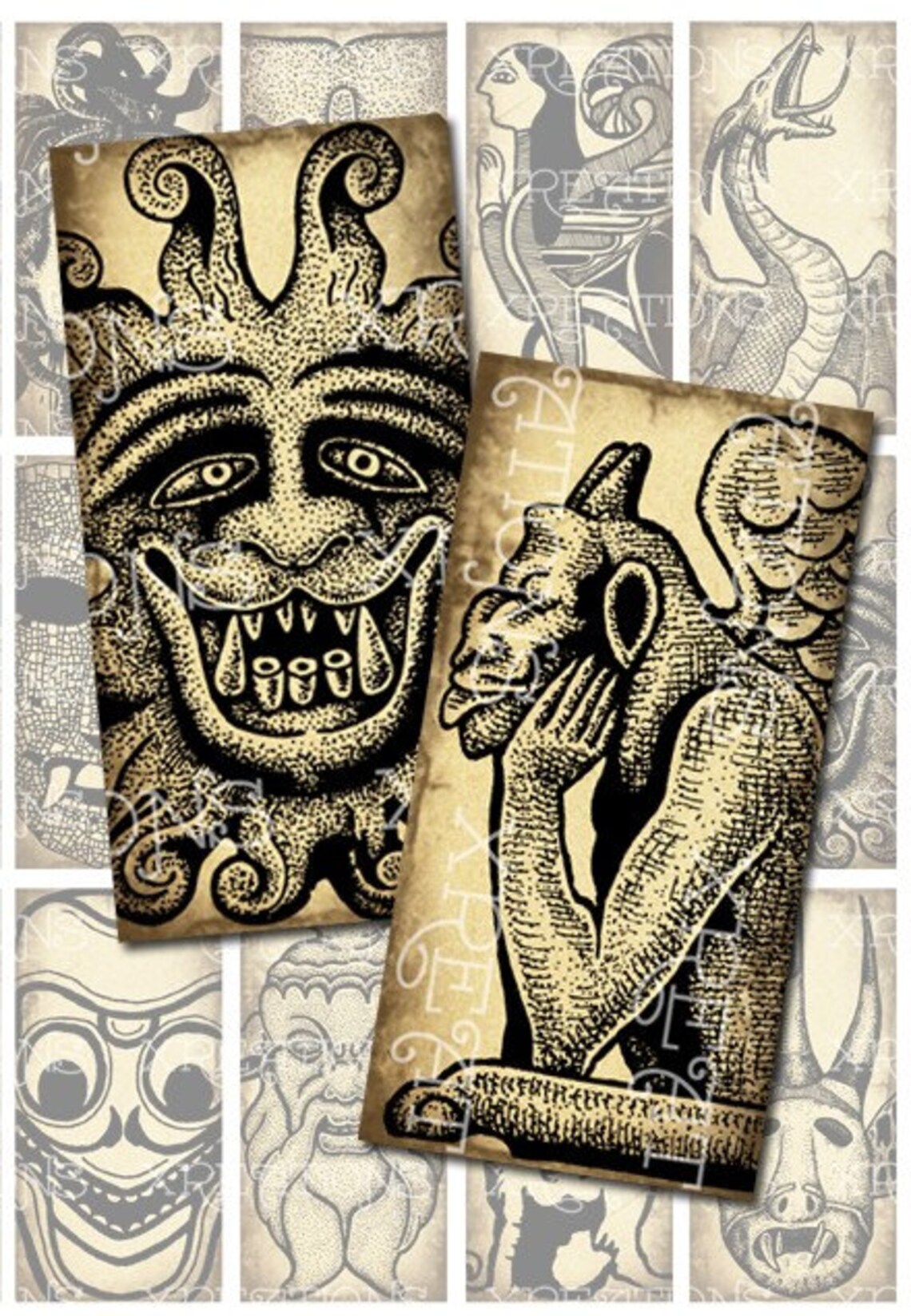 Digital Collage Sheet Mythological and Fantasy Creatures - Etsy