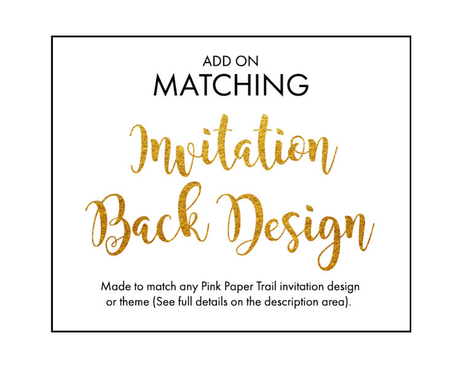 Invitation Back Design Made to Match Any Pink Paper Trail - Etsy
