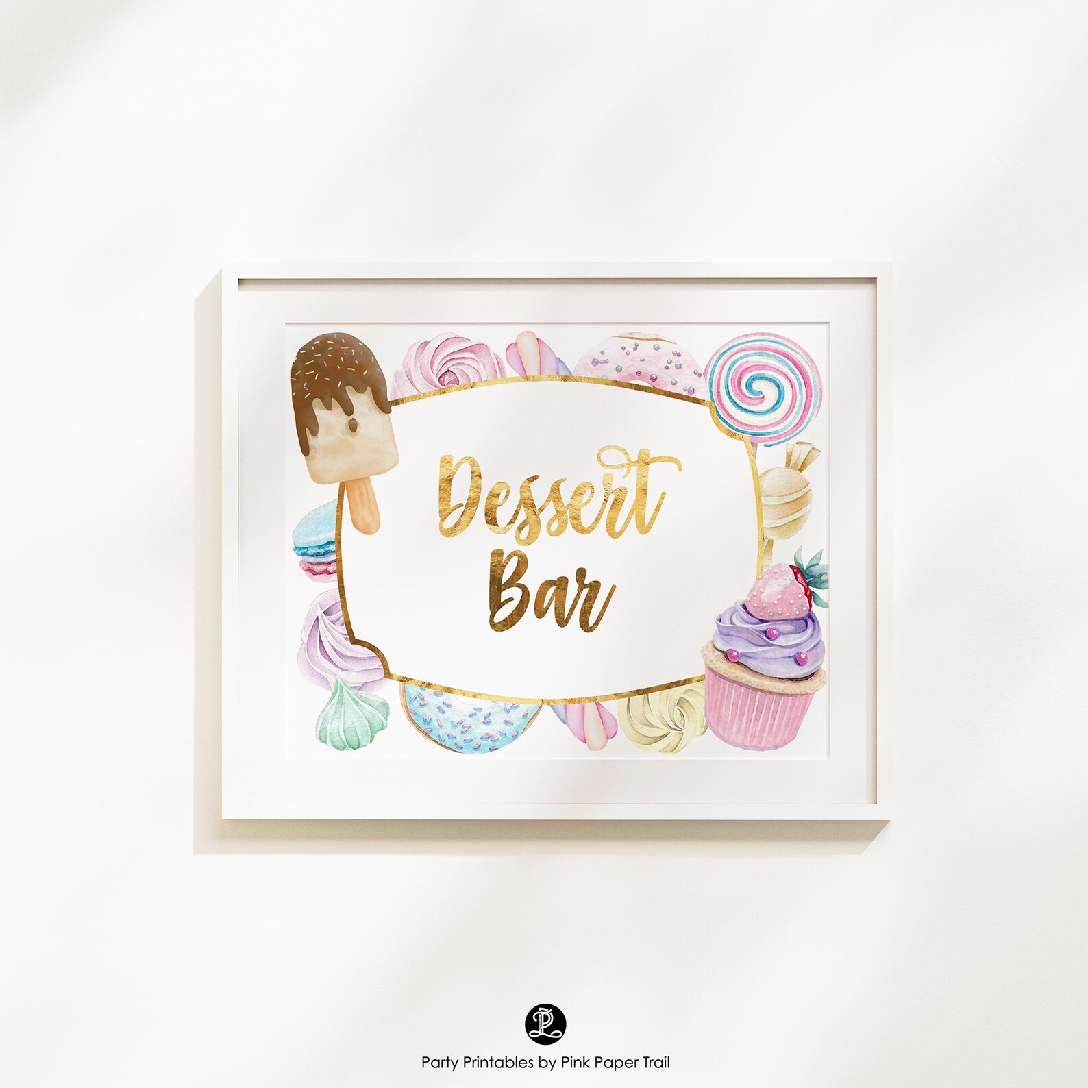 EDITABLE Sweets Pastels and Gold Donut Candies Dessert Themed Dessert ...